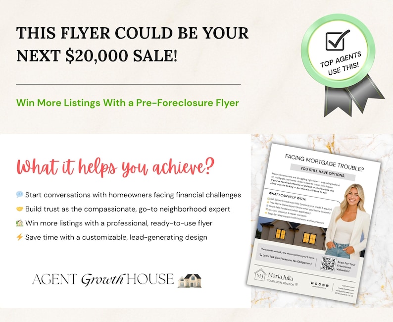 Pre-foreclosure Letter for Realtors, Real Estate Prospecting Letter ...