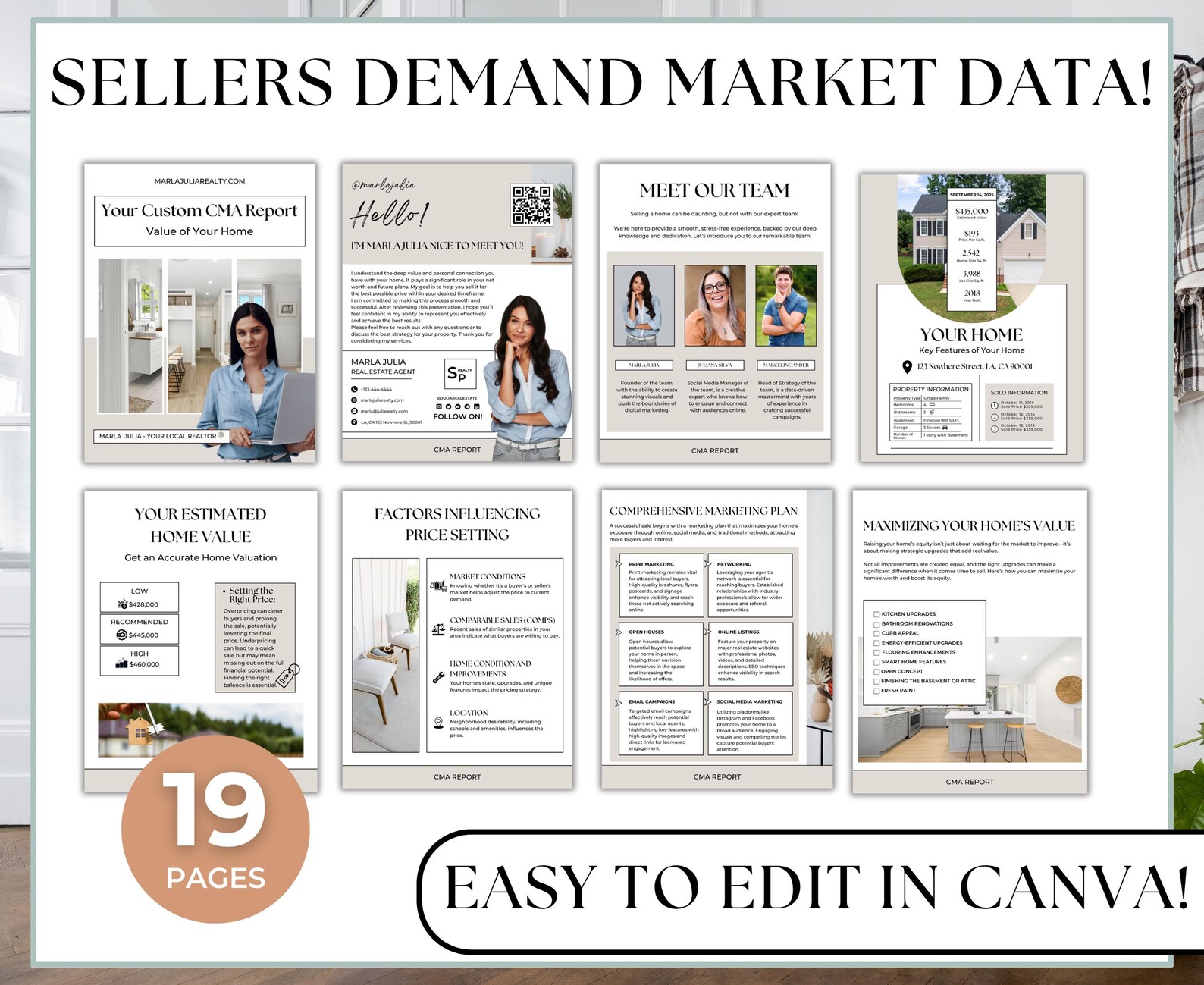 Realtor CMA Report Template: Home Valuation Guide (canva Editable, 19 ...