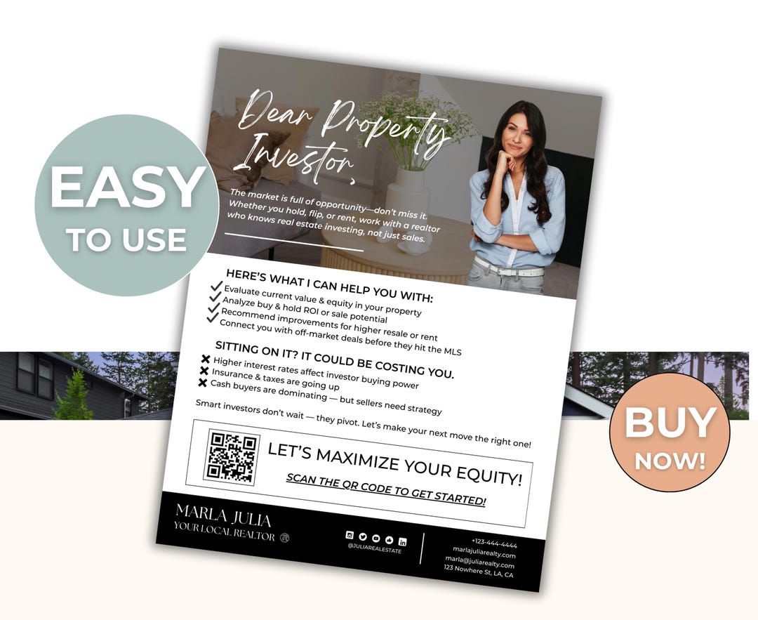 Investment Letter Flyer for Realtors, Real Estate Investor Prospecting ...
