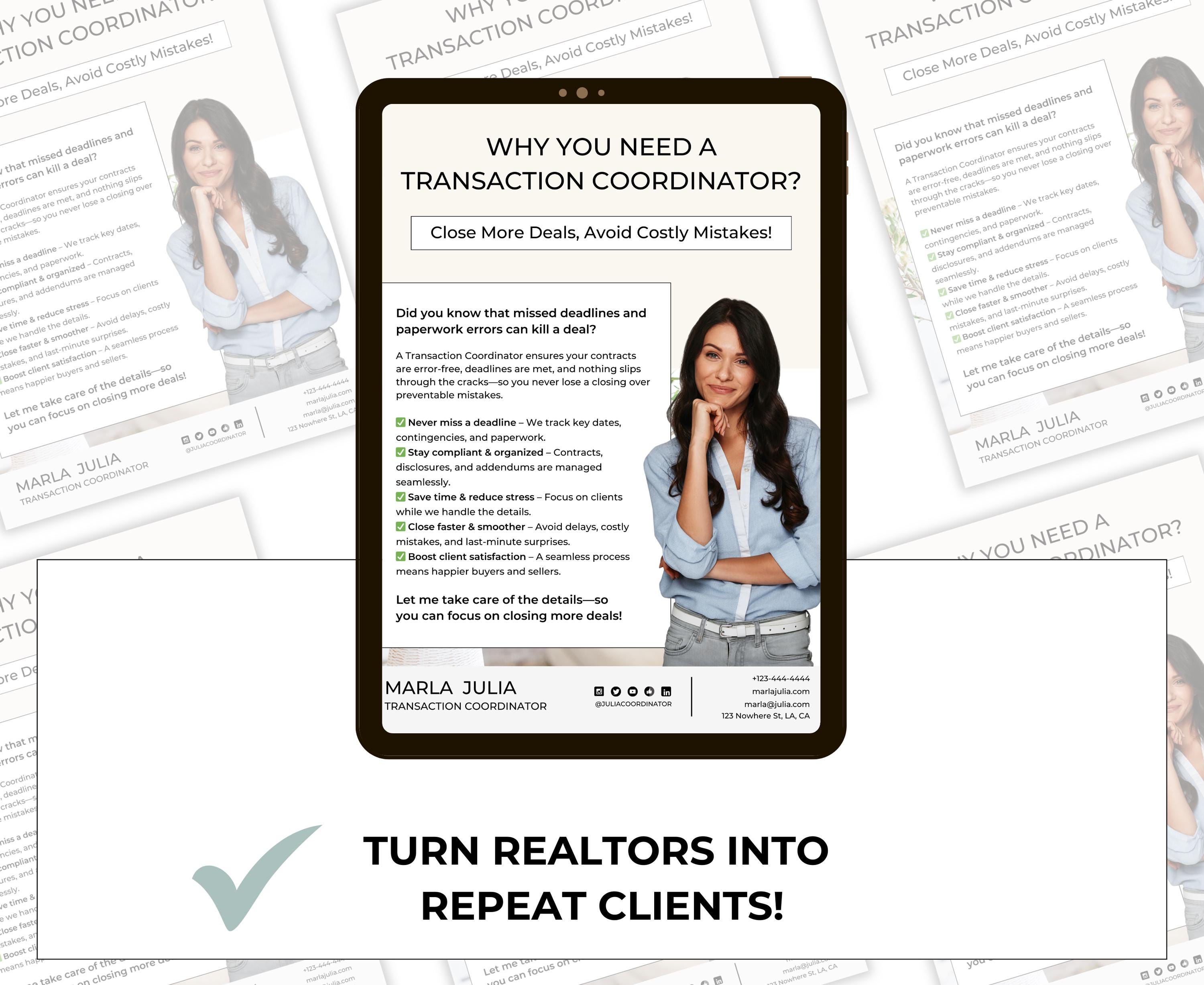 Transaction Coordinator Flyer, Real Estate TC Marketing, Why Hire TC ...