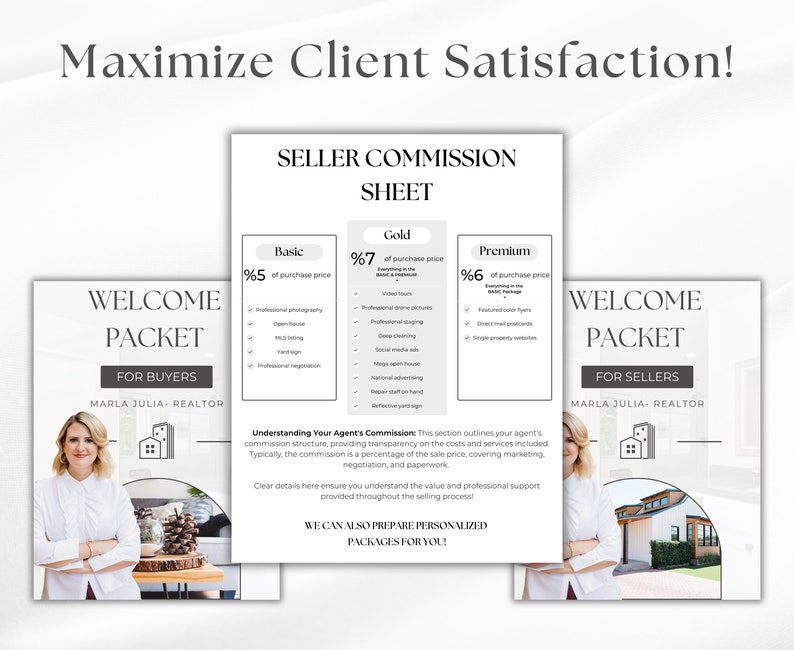 Client Welcome Packet for Real Estate, Seller Presentation and Buyer ...