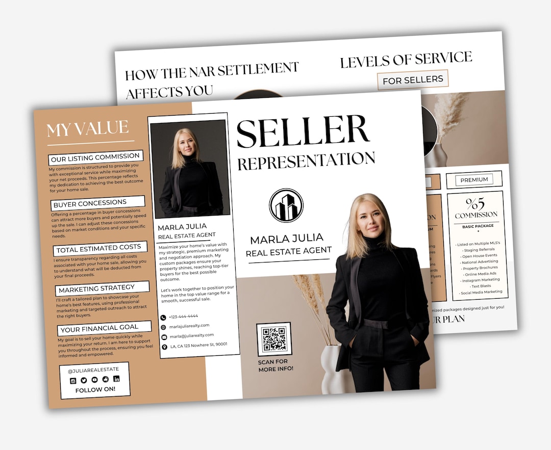 Seller Commission Brochure Template, Listing Agent Services Bifold ...