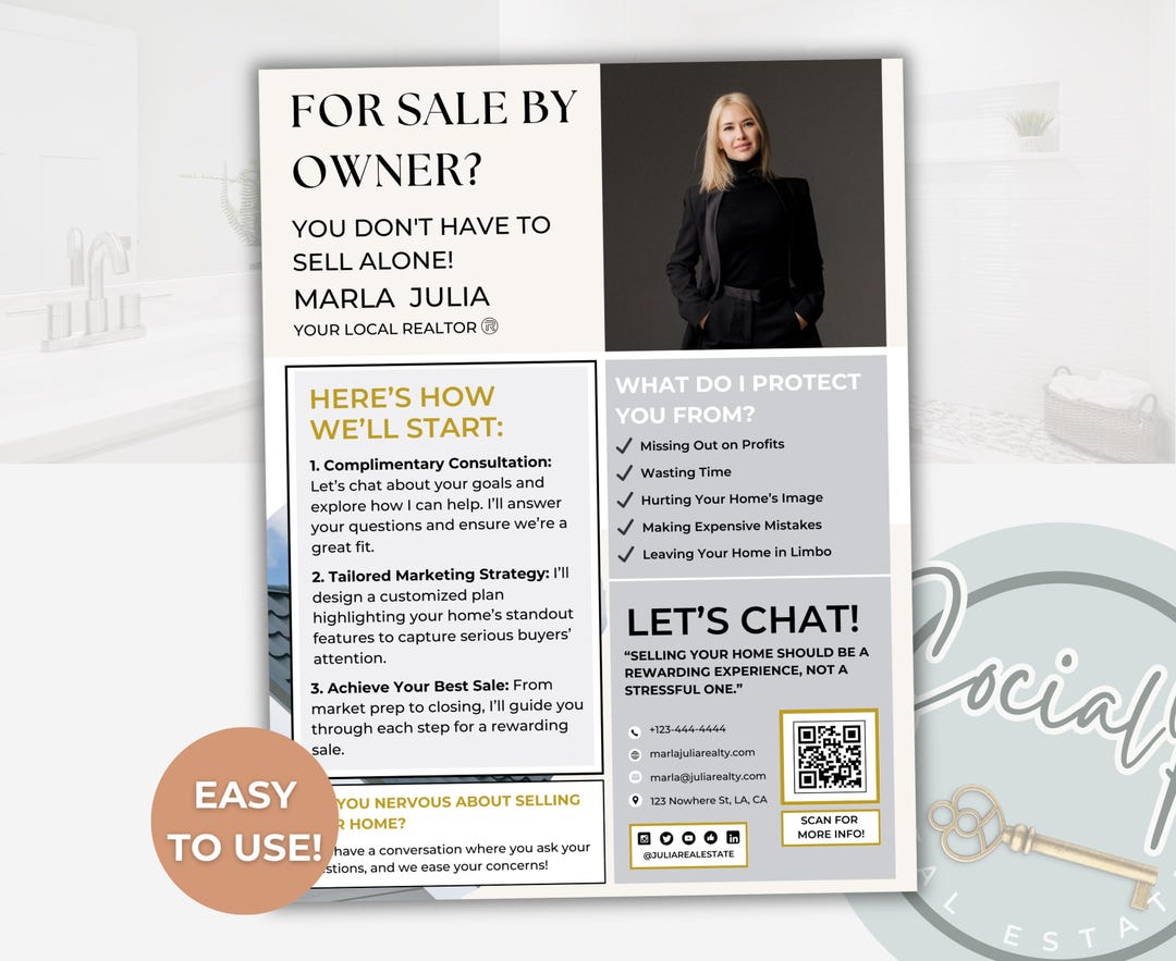 For Sale by Owner Flyer Template, FSBO Letter for Real Estate Agents ...