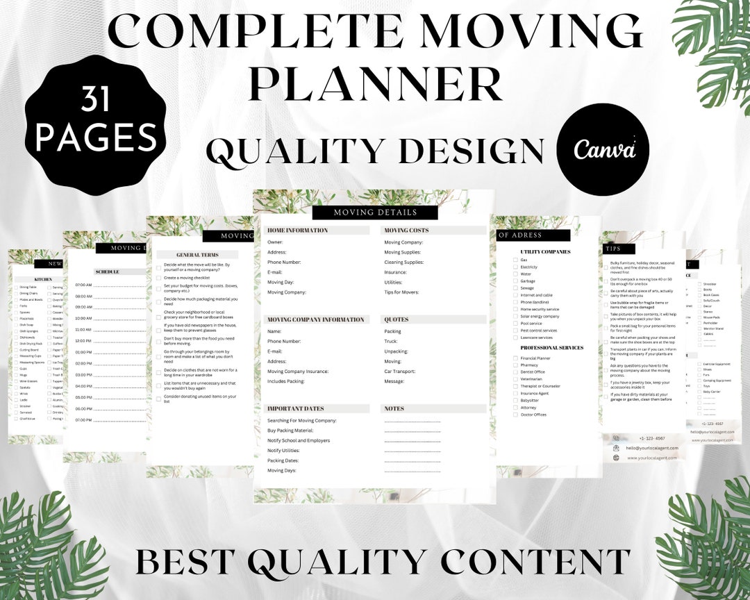 Moving Planner Template Printable Moving Packing Planner - Etsy