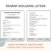 Tenant Welcome Letter Template, Landlord Welcome Packet, New Renter ...