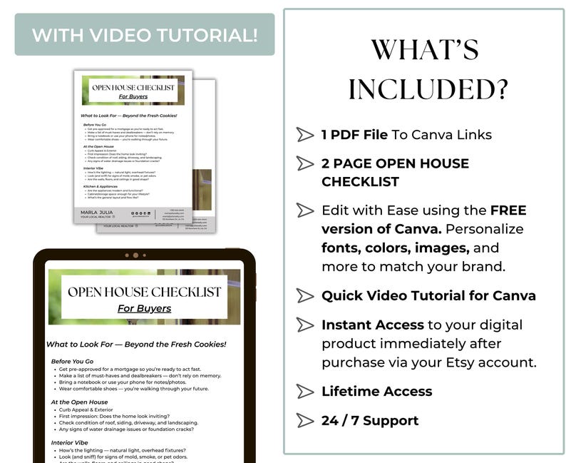 Open House Checklist: Real Estate Buyer Tour & Property Comparison (PDF ...