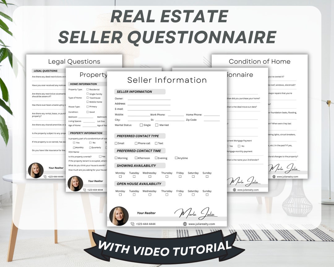 Real Estate Seller Questionnaire, Printable Home Seller Questionnaire ...