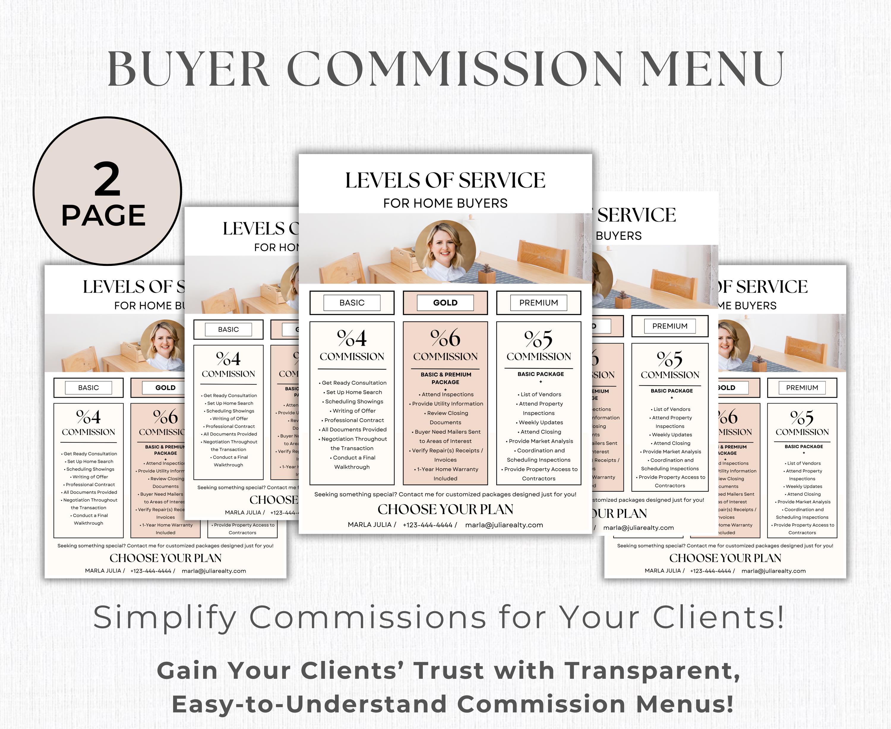 Seller and Buyer Commission Template, Buyer Agent Level of Services ...