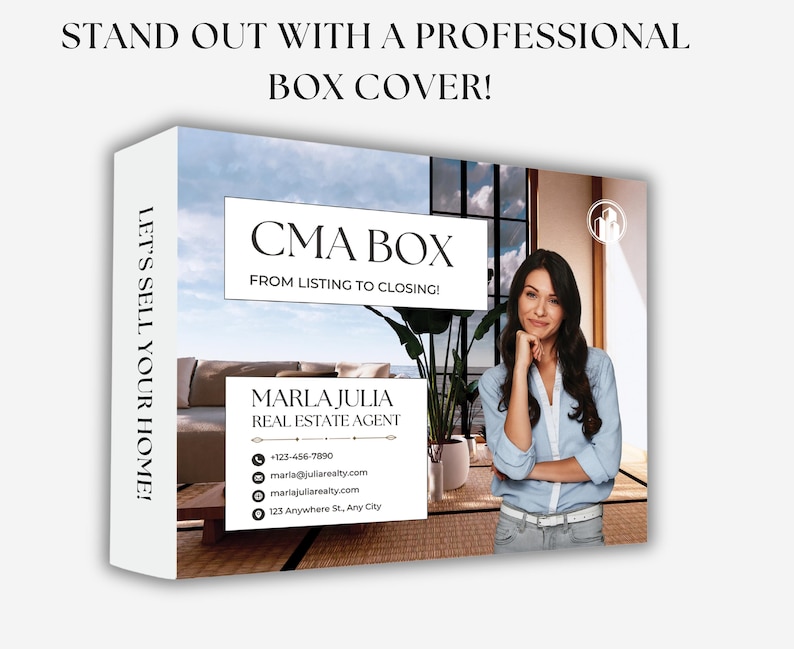 CMA Box Template, Real Estate Pre-listing Box Cover, Listing Presentation Box, Realtor Box Cover ...
