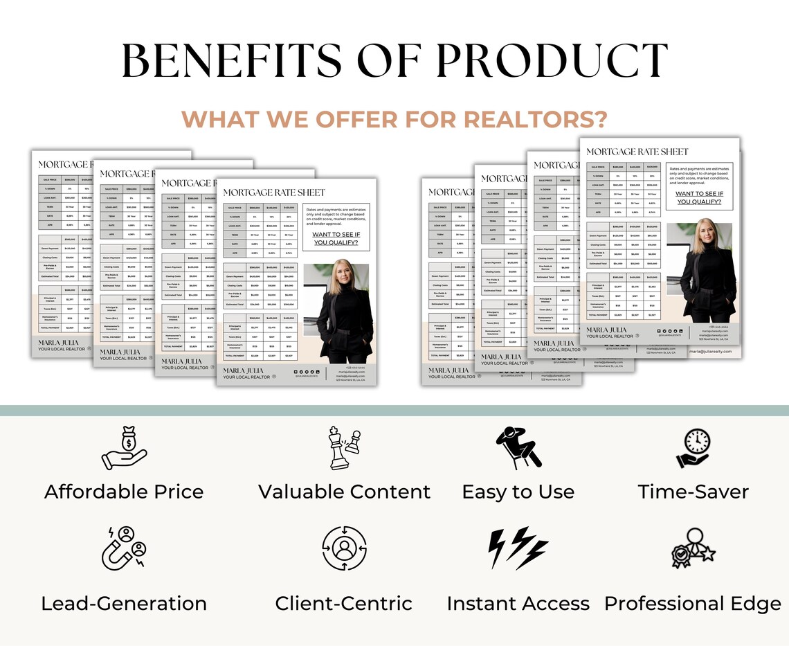 Mortgage Rate Sheet Template: Real Estate Loan Comparison Flyer (canva ...