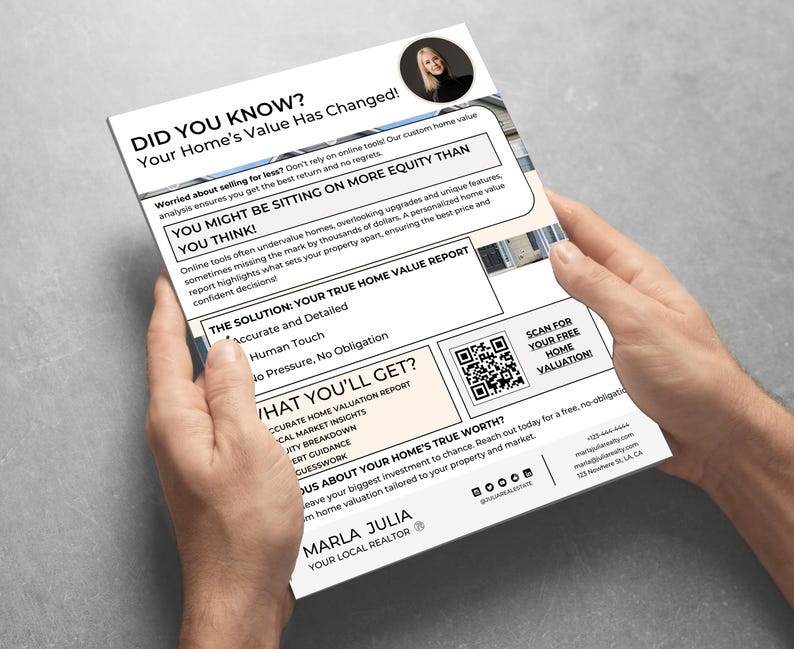 CMA Value Letter for Real Estate Agents, Home Equity Report Flyer, Home ...