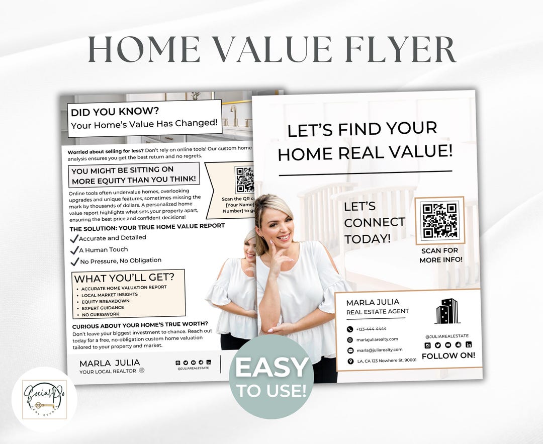 Home Value Flyer for Real Estate Agents, Realtor Farming Flyer Template ...