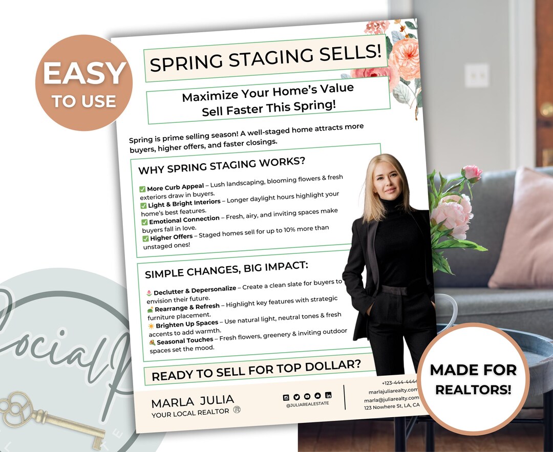 Spring Staging Checklist, Staging Flyer for Real Estate, Home Staging ...