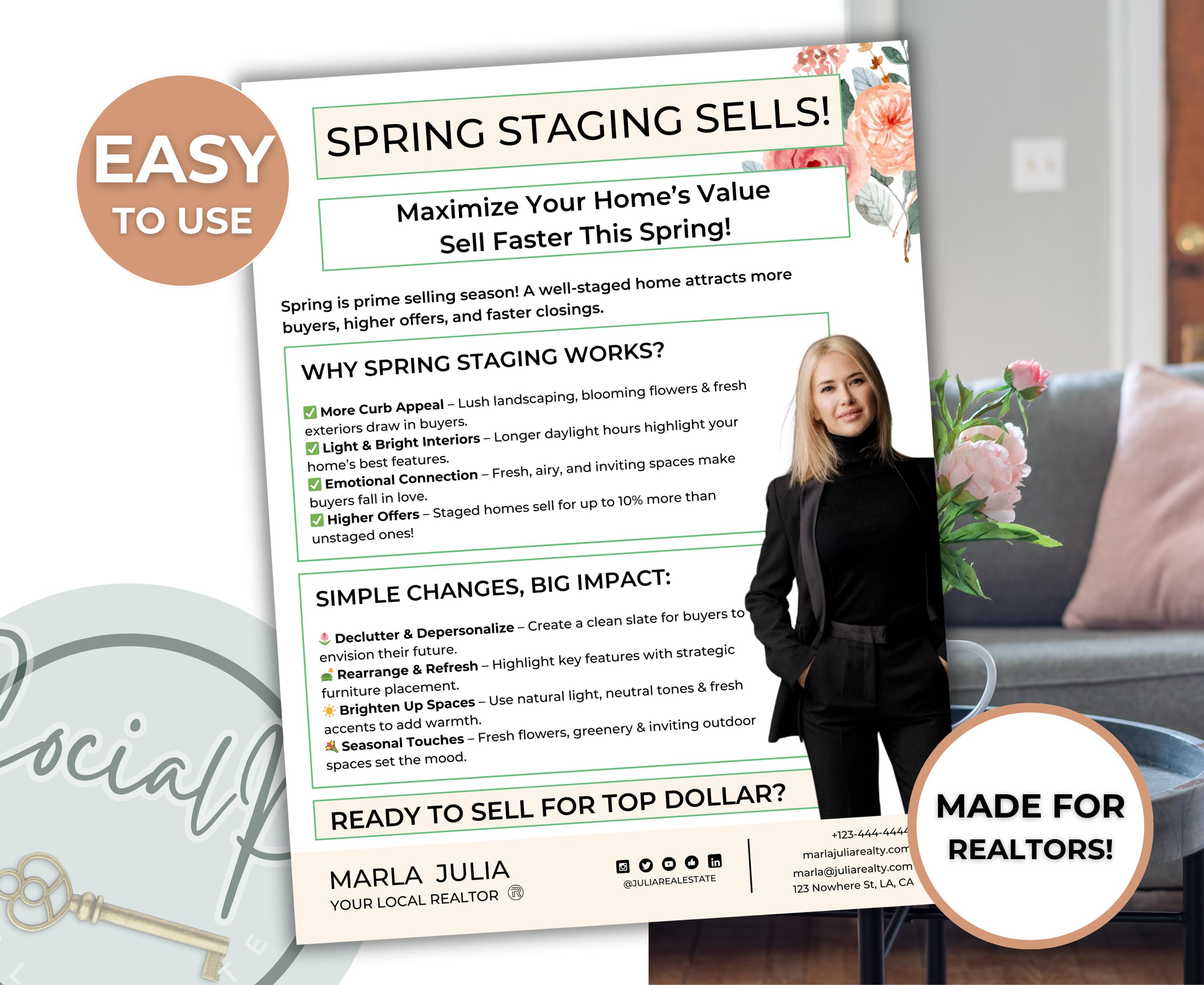 Spring Staging Checklist, Staging Flyer for Real Estate, Home Staging ...