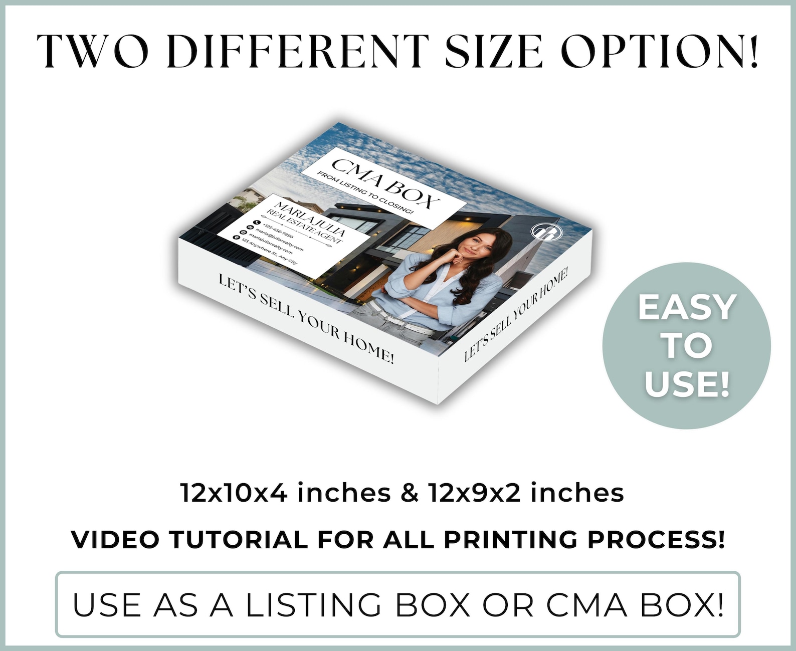CMA Box Template, Real Estate Pre-listing Box Cover, Listing ...