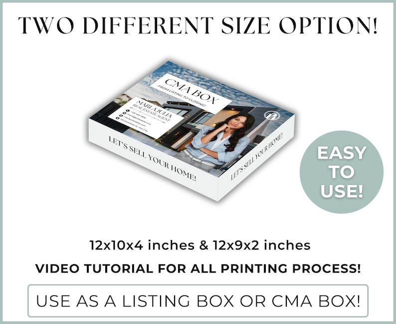 CMA Box Template, Real Estate Pre-listing Box Cover, Listing Presentation Box, Realtor Box Cover ...