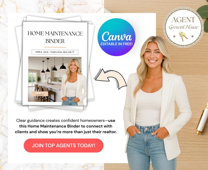 Home Maintenance Binder Template for Realtors, Maintenance Binder for ...
