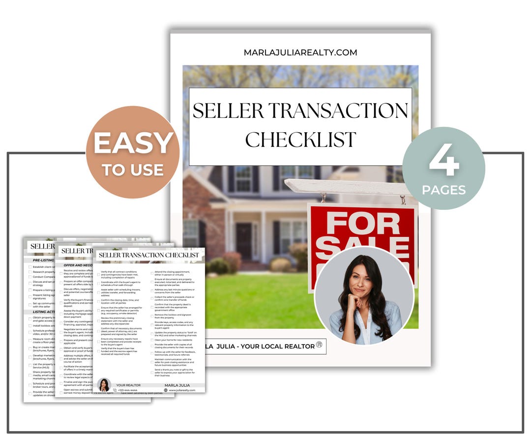 Seller Transaction Checklist for Realtors, Real Estate Closing ...