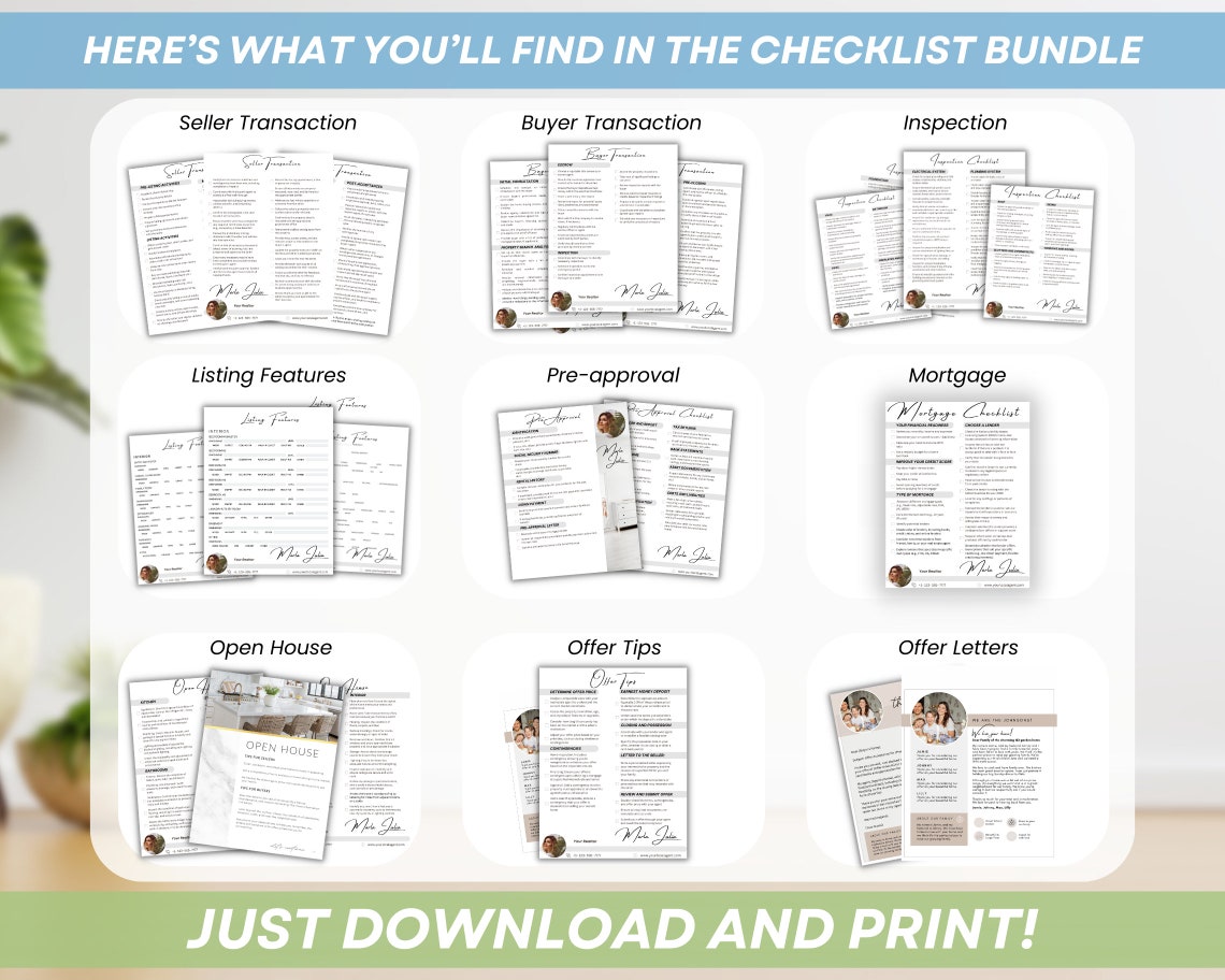Real Estate Checklist Bundle, Template Seller and Buyer Checklist ...
