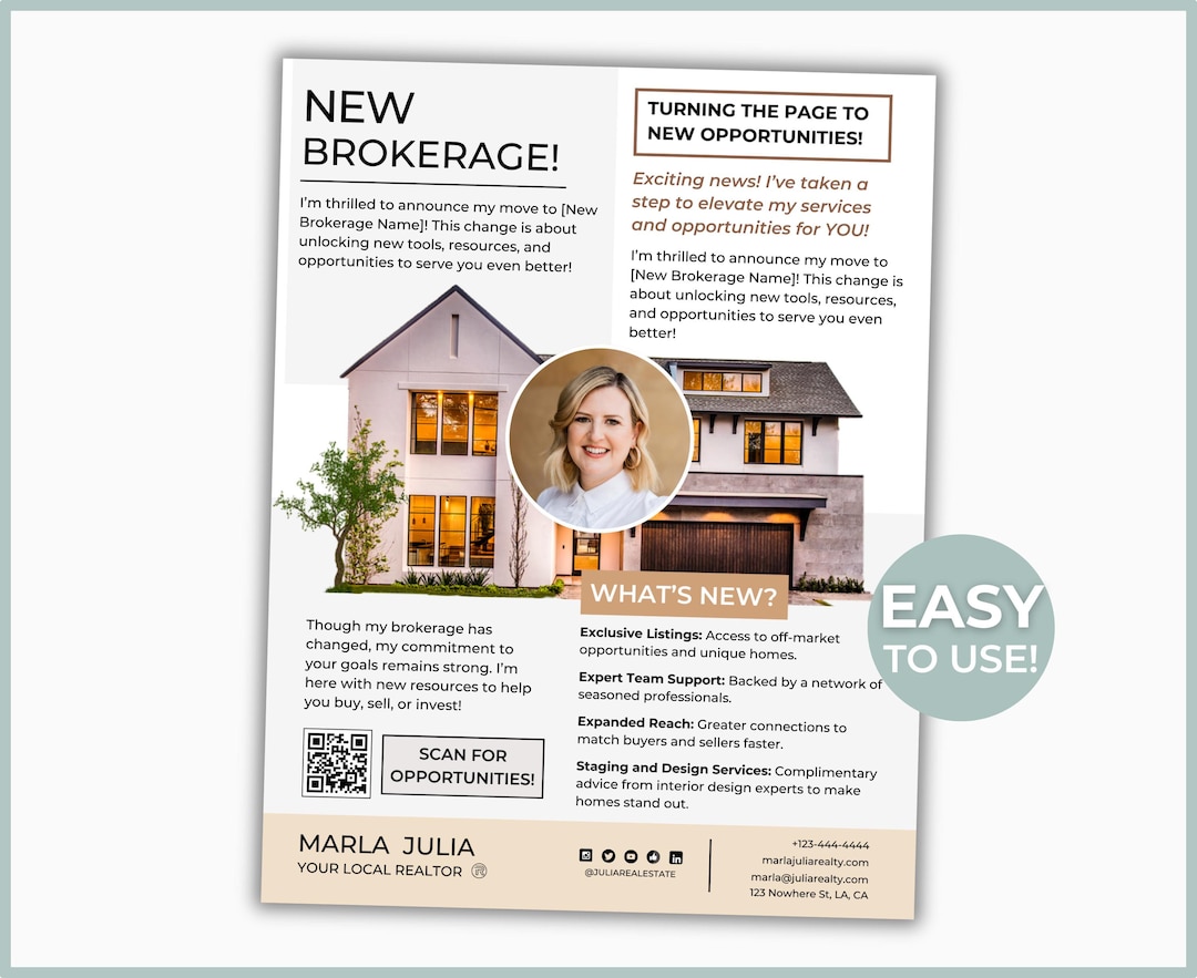 New Brokerage Announcement Flyer, Switch Brokerage Announcement Letter ...