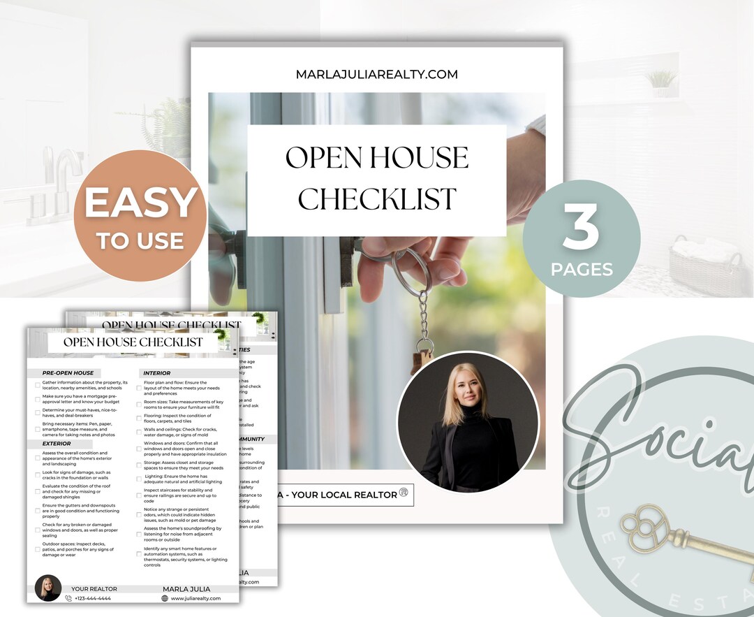 Buyer Open House Checklist, House Viewing Checklist, Home Tour ...