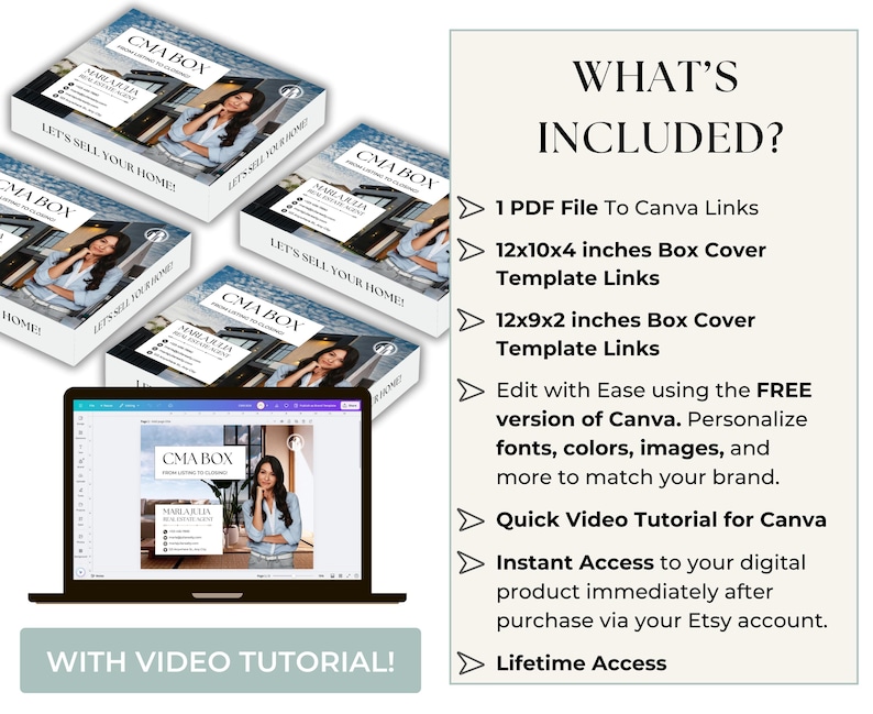 CMA Box Template, Real Estate Pre-listing Box Cover, Listing Presentation Box, Realtor Box Cover ...