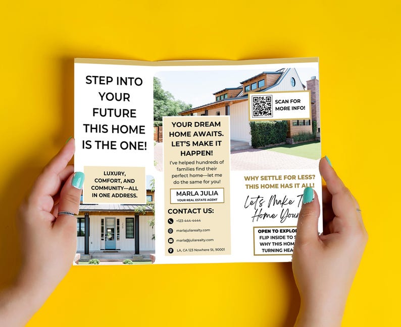 Open House Brochure, Trifold Brochure for Real Estate Agents, Real ...