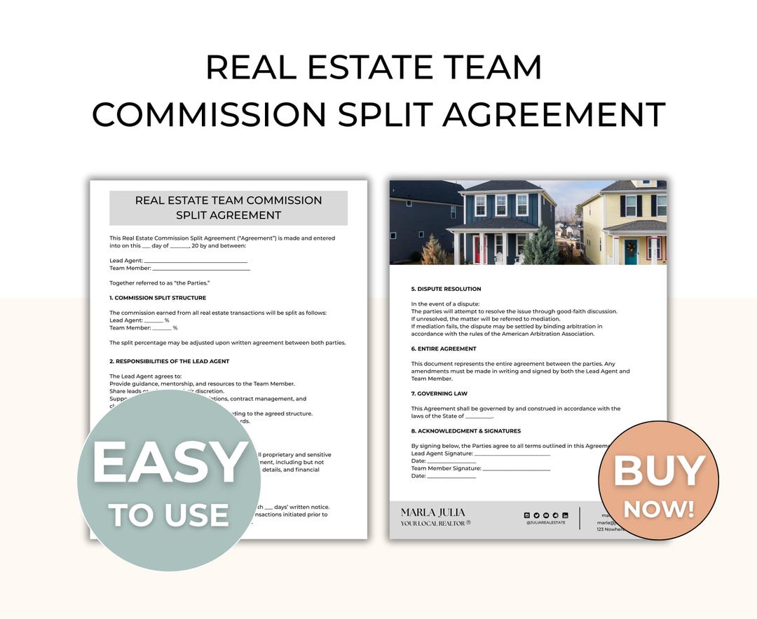 Realtor Commission Split Agreement, Brokerage Agent Commission Split ...