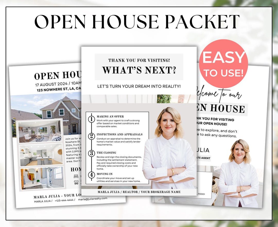 Open House Packet, Open House Flyer, Yard Sign, Open House Feedback ...