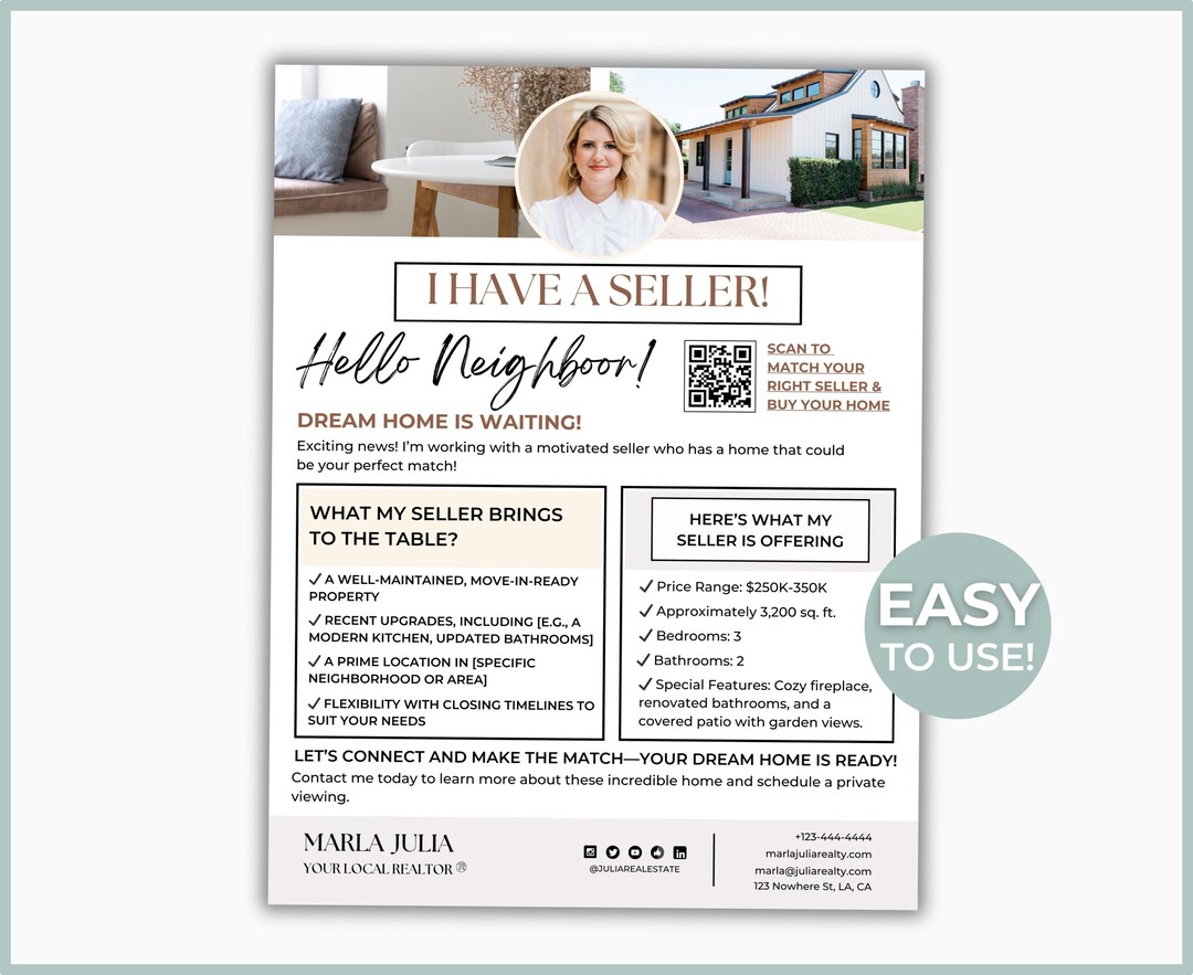 Letter to Buyer, I Have a Seller Letter for Real Estate Agent, Realtor ...