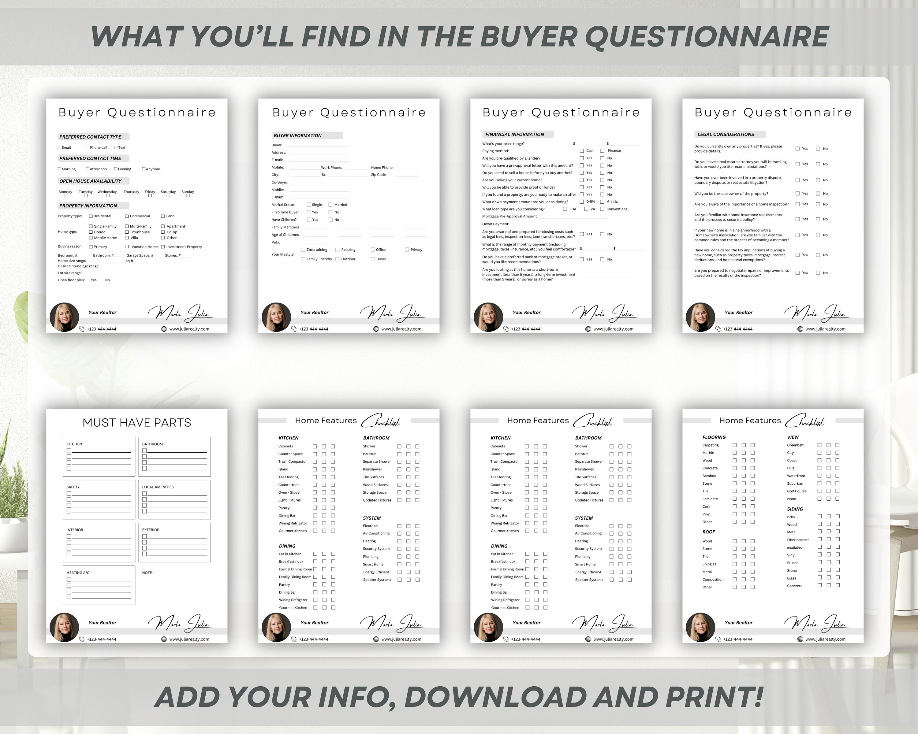 Real Estate Buyer and Seller Questionnaire, Real Estate Templates, Real ...