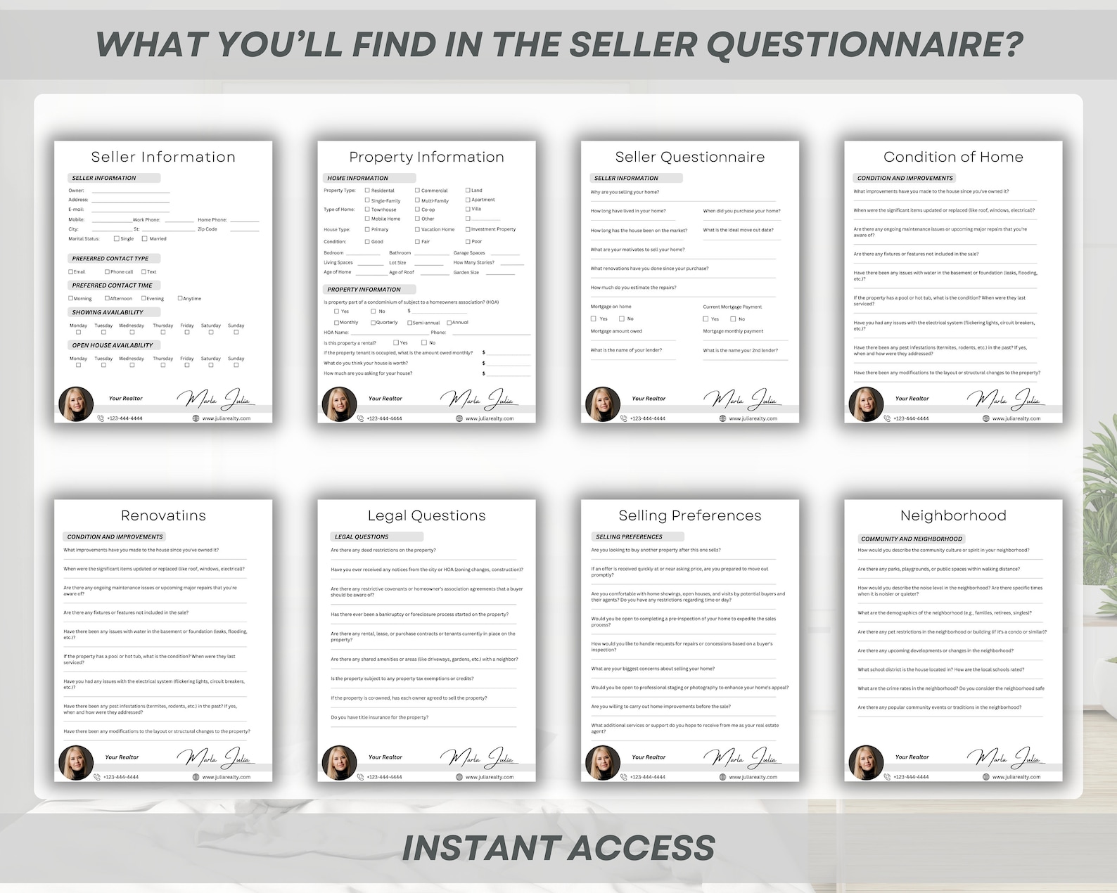 Real Estate Buyer and Seller Questionnaire, Real Estate Templates, Real ...