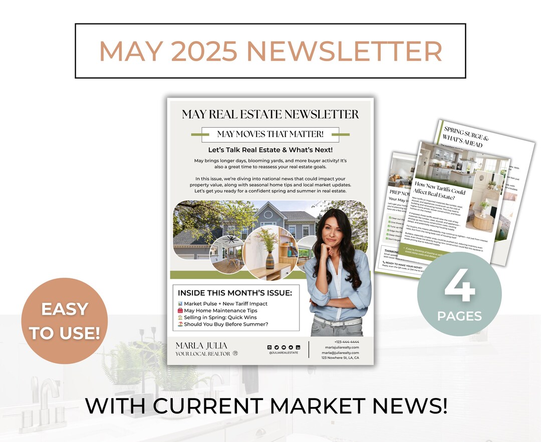 May 2025 Newsletter for Realtors, Realtor Monthly Update Mailer ...