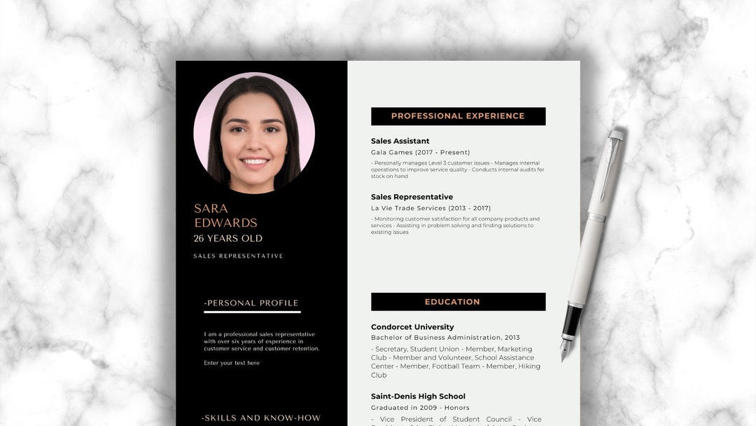 Cv Cv Anglais Cv Simple Cv Template Cv épuré Cv - Etsy