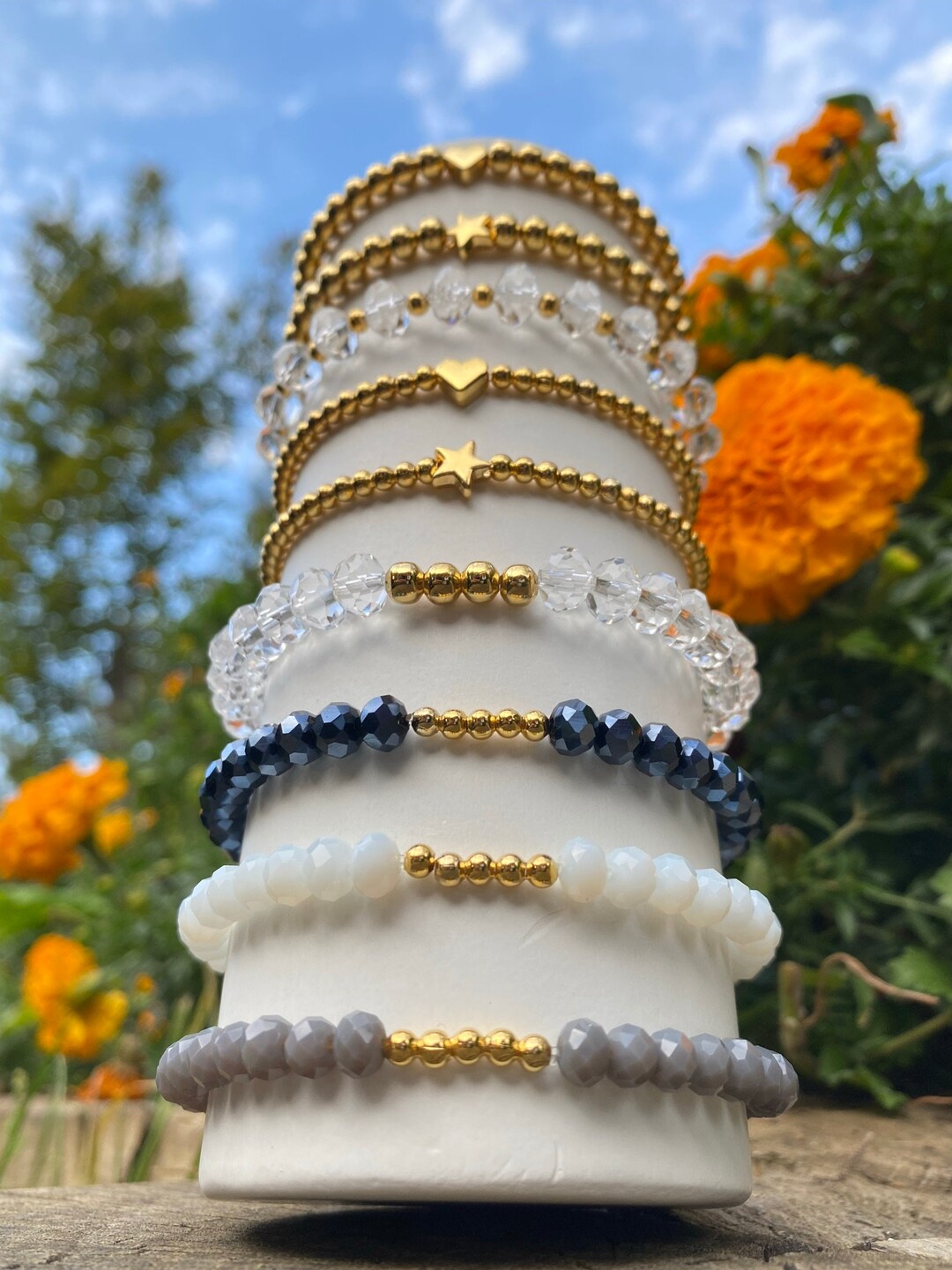 Crystal Bracelet \ 14K Gold Filled Beaded Bracelet \ Healing Crystals ...