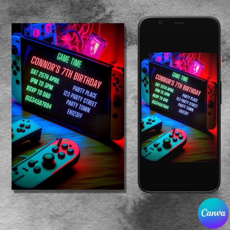 Nintendo Invitation - Etsy