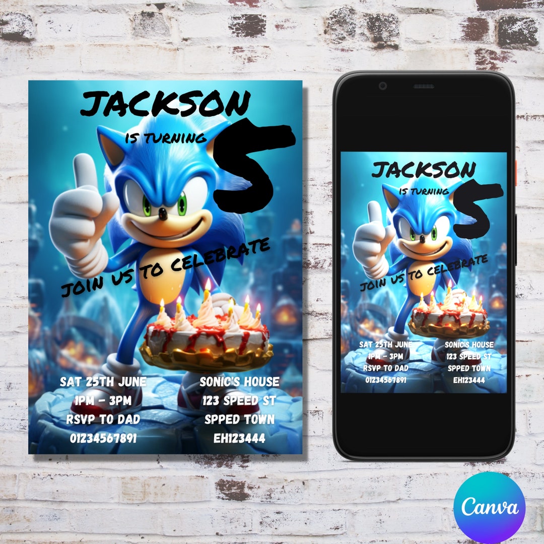 Sonic Birthday Invitation/ Sonic Invitation/ Editable Invitation ...
