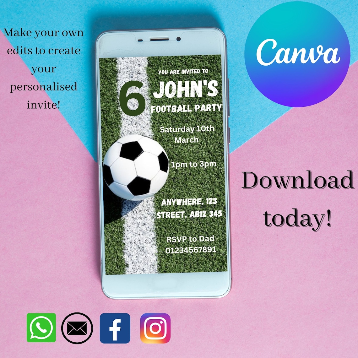 Soccer Party Invitation/ Football Party Invitation/ Futbol - Etsy