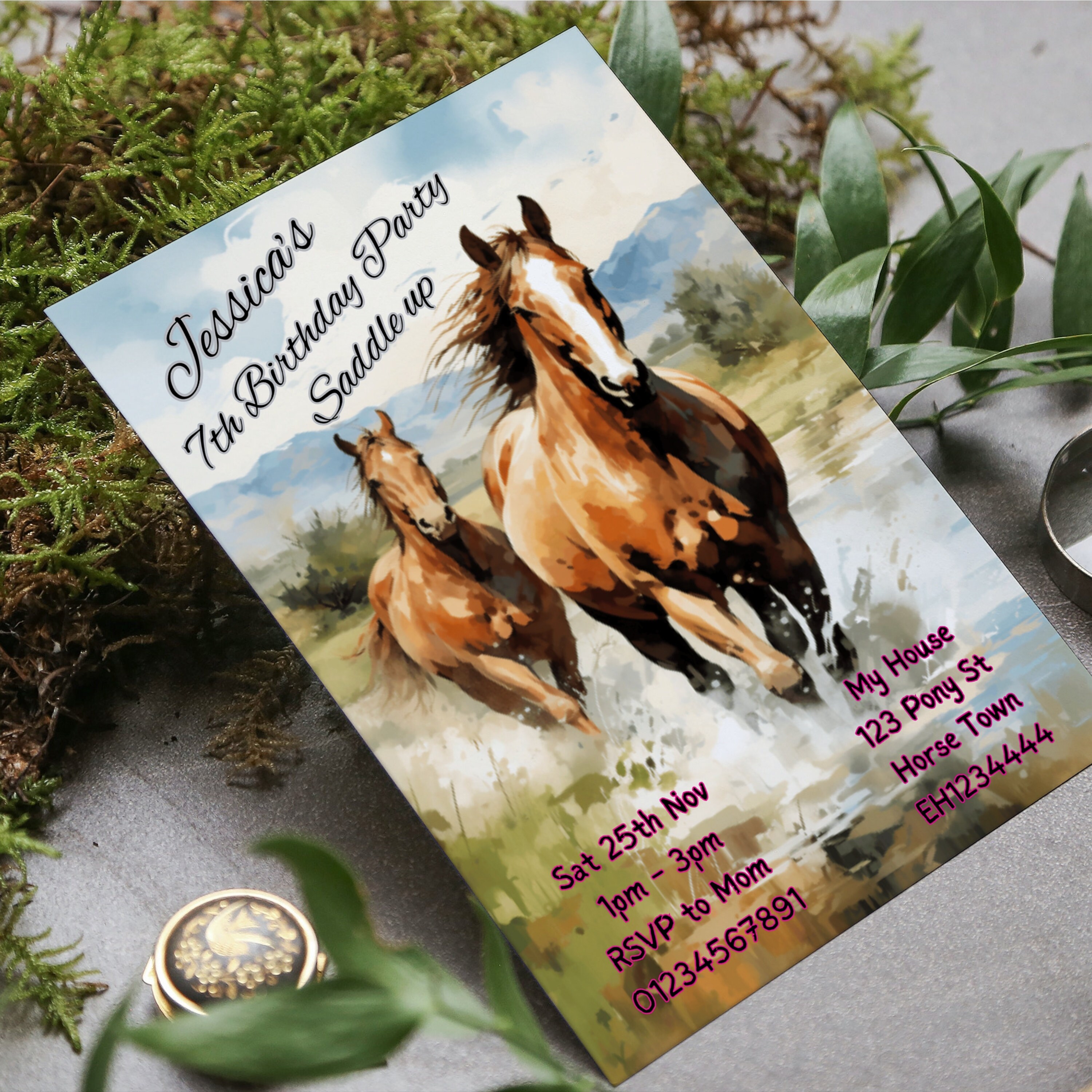 Horse Birthday Invitation, Girl Horse Birthday Invitation, Horse ...