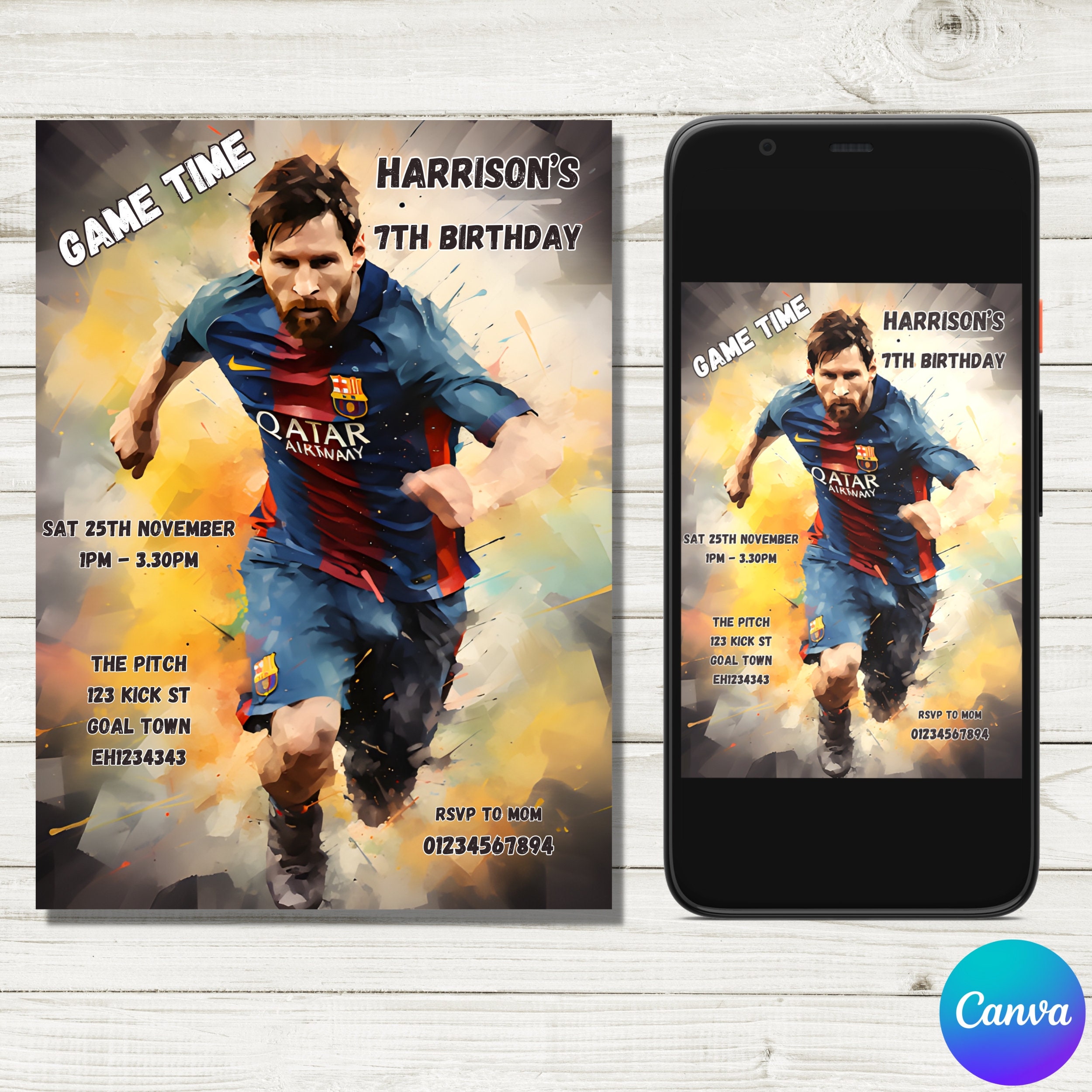 Messi Birthday Invitation, Messi Invitation, Leo Messi Birthday ...