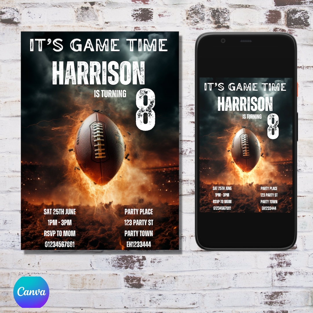 Editable Football Invitation, NFL Invitation, Football Birthday ...