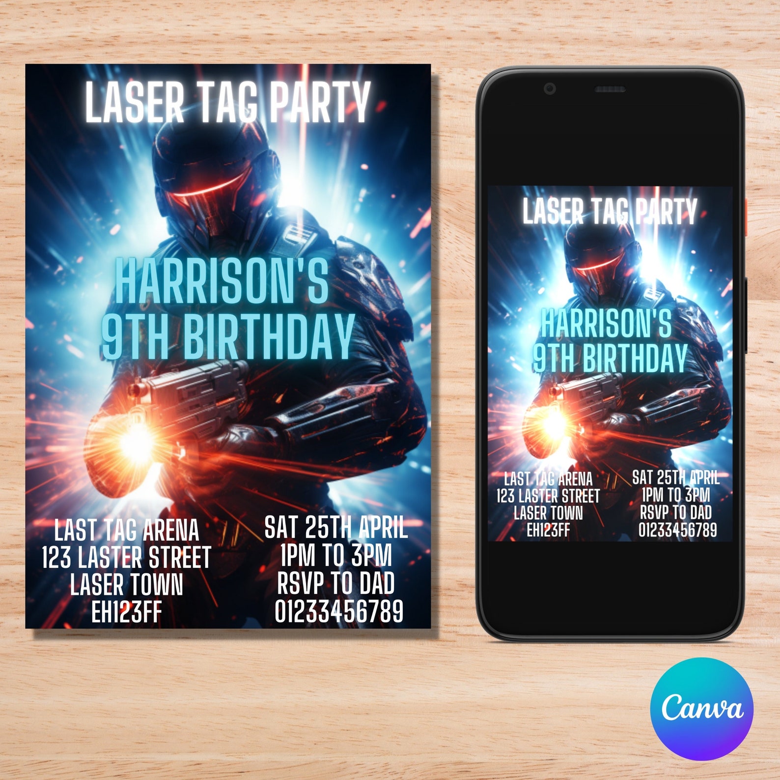 Laser Tag Birthday Invitation/ Laser Tag Birthday/ Laser Tag Invitation ...