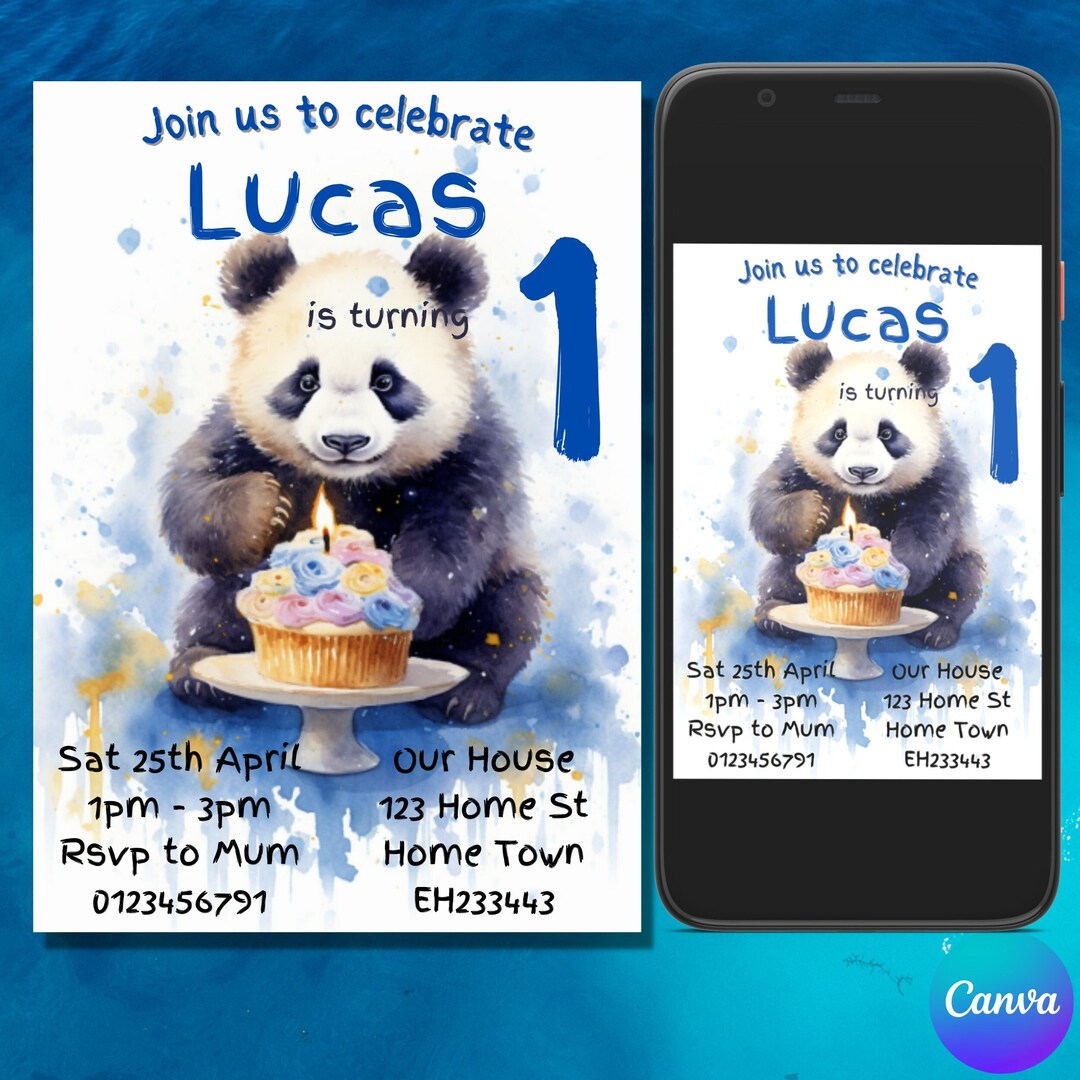 Panda Birthday Invitation/ Panda Invitation/ Panda Party/ Panda Invite ...