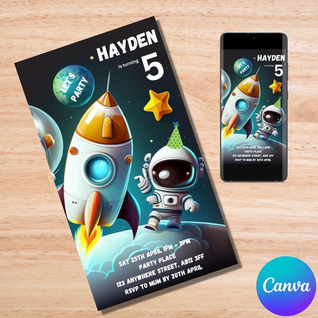 Outer Space Birthday Invitation/ Space Birthday Invitation/ Space ...