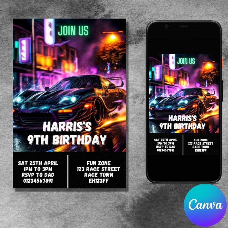 Race Car Birthday Invitation/ Birthday Invitation/ Boys - Etsy