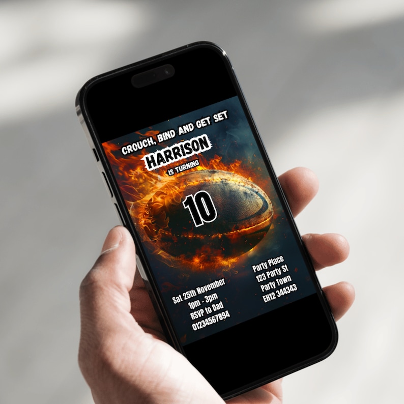 Editable Rugby Birthday Invitation, Rugby Invitation, Rugby Party ...