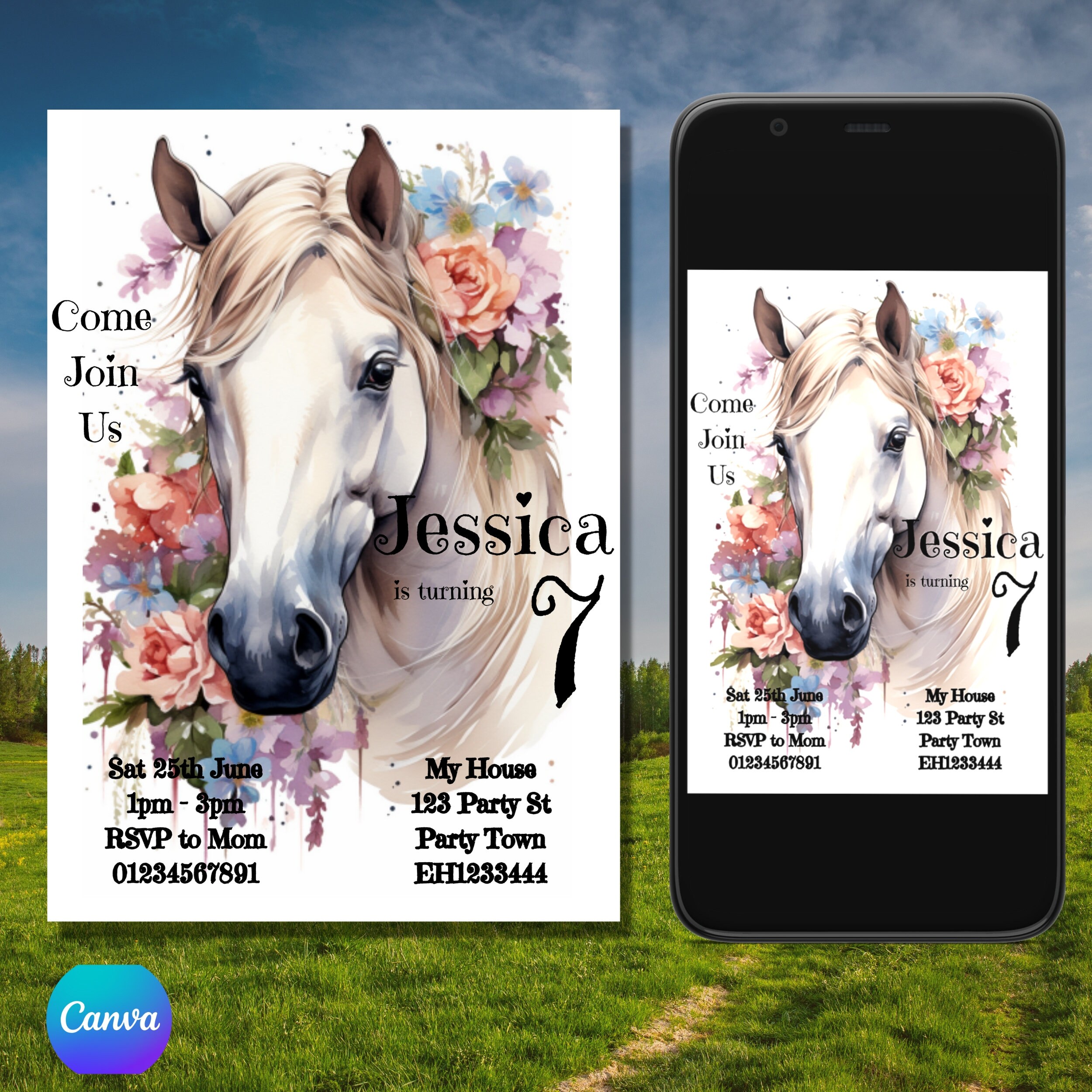 Horse Birthday Invitation/ Horse Invitation/ Editable - Etsy