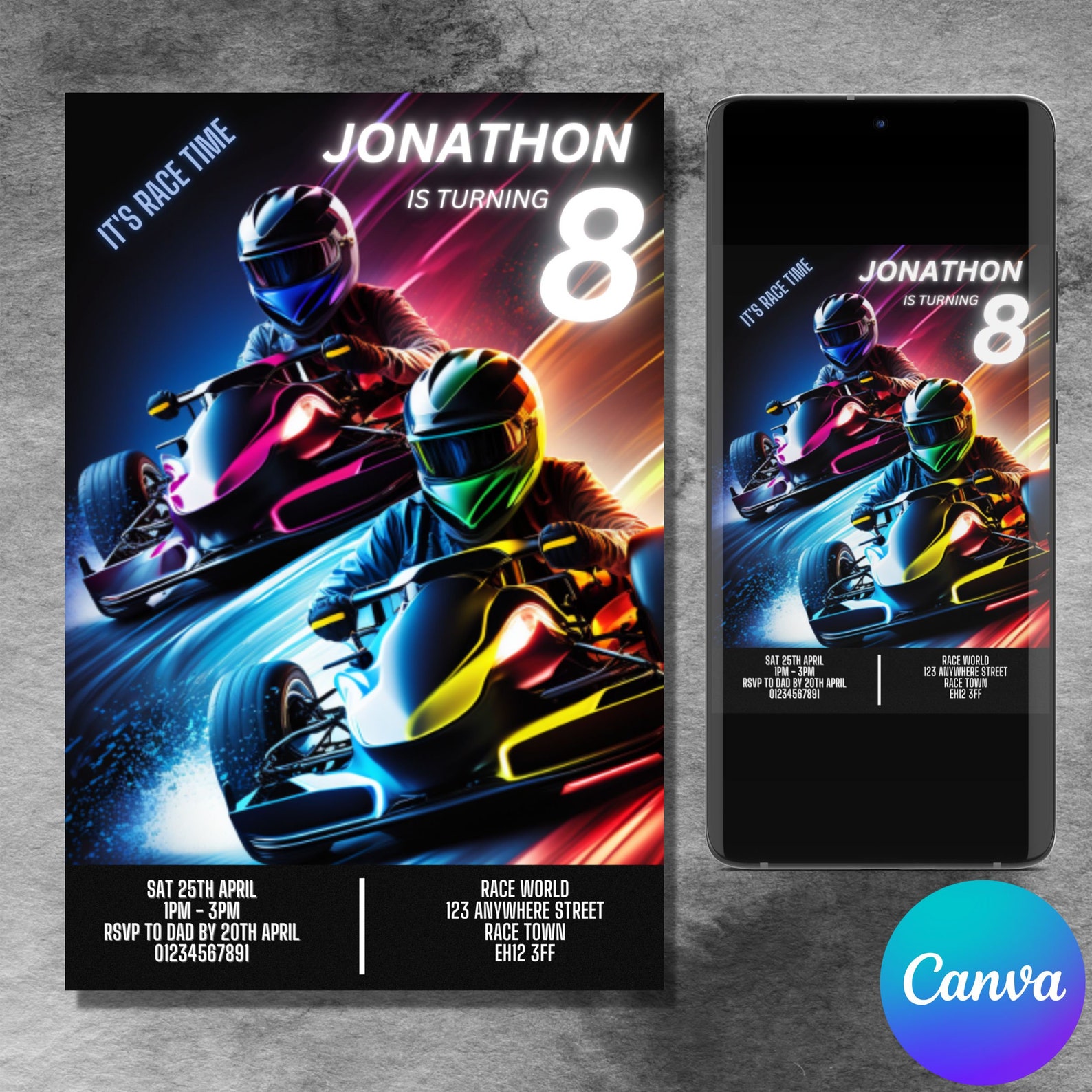 Go Kart Birthday Invitation: Racing Party Invite (digital Download) - Etsy