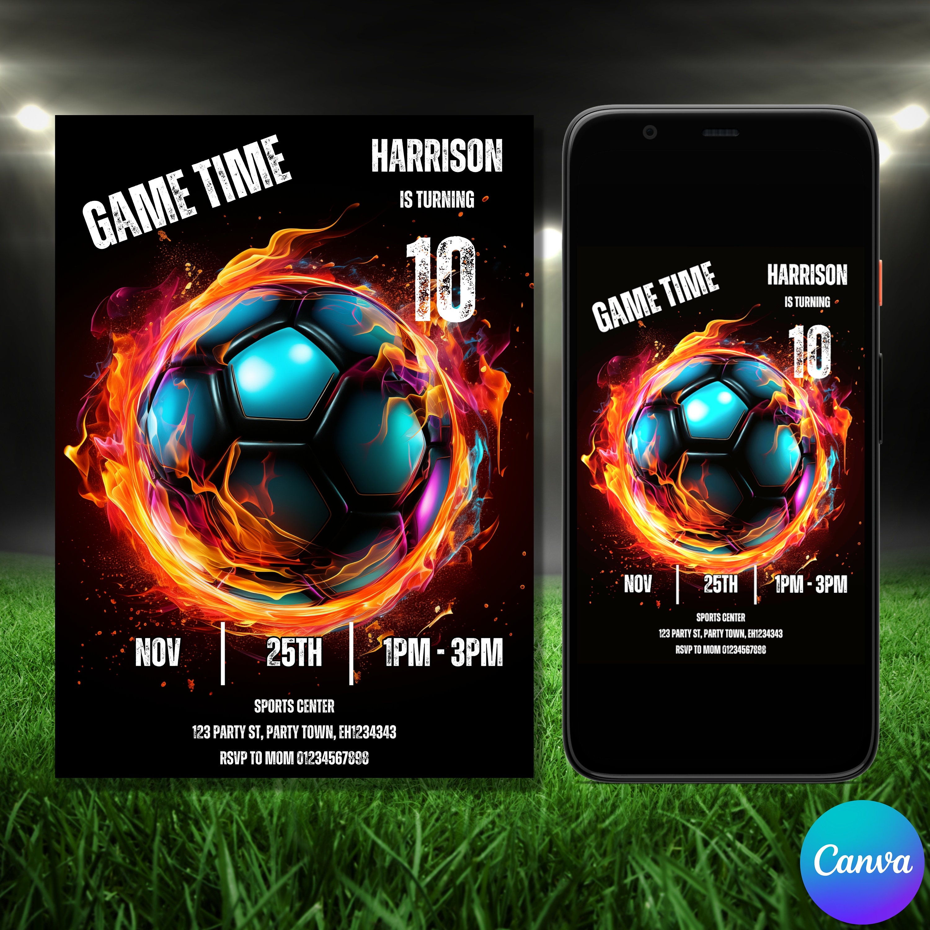 Editable Soccer Birthday Invitation Soccer Invite Football - Etsy