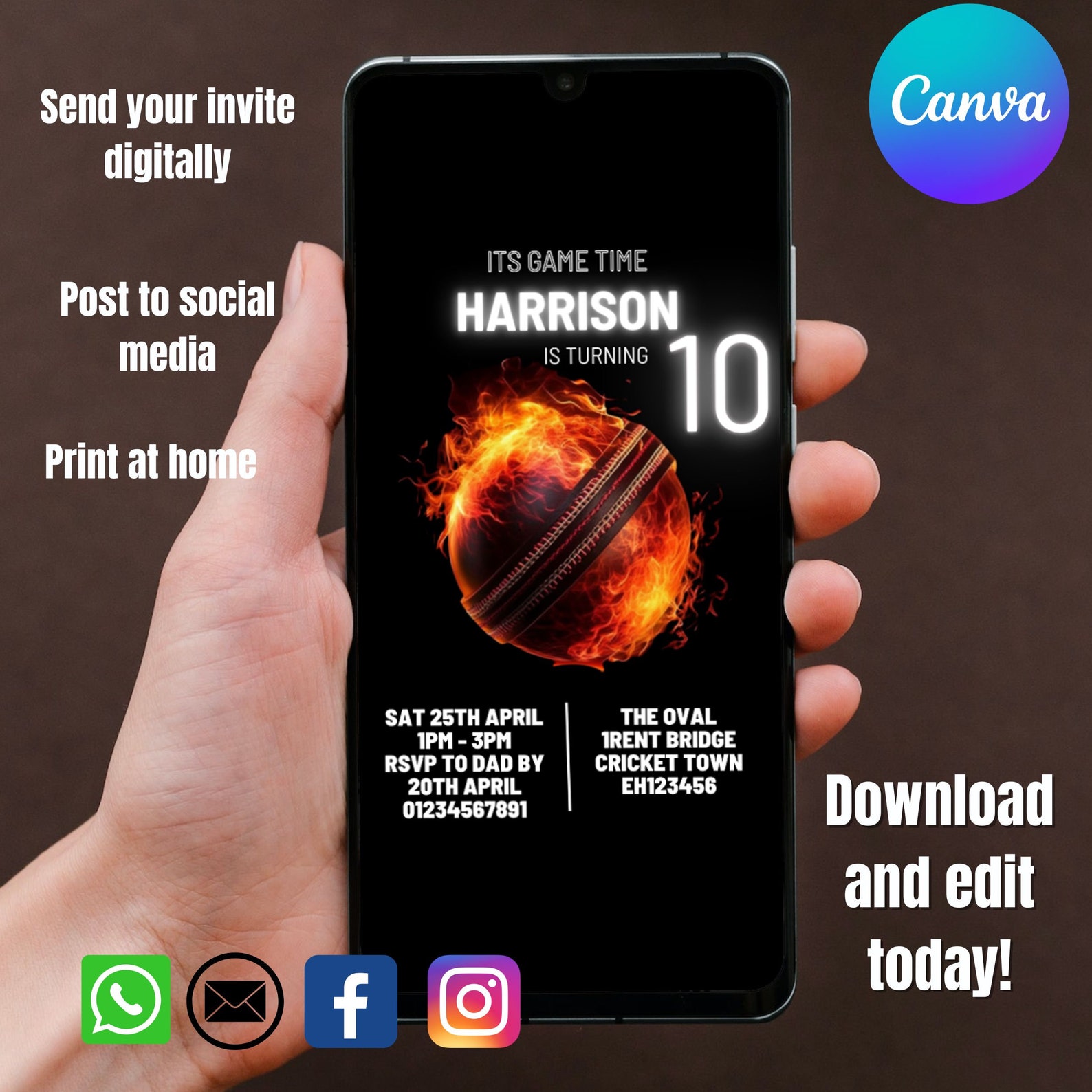 Cricket Birthday Invitation: Editable Sports Invite (digital Download ...